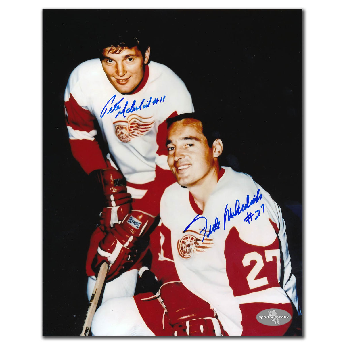 Frank Mahovlich & Pete Mahovlich Detroit Red Wings Dual Autographed 8x10