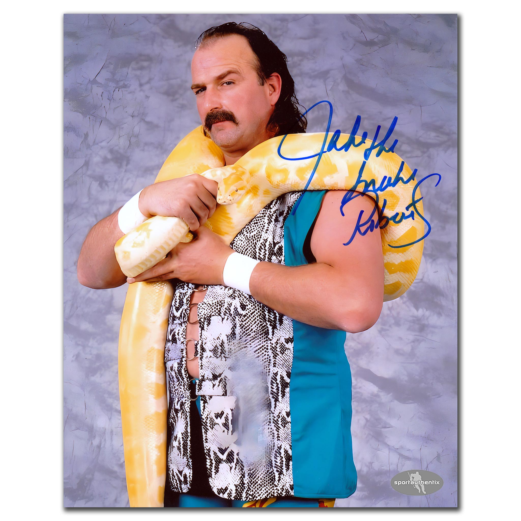 Jake The Snake Roberts WWE Wrestling PYTHON Autographed 8x10
